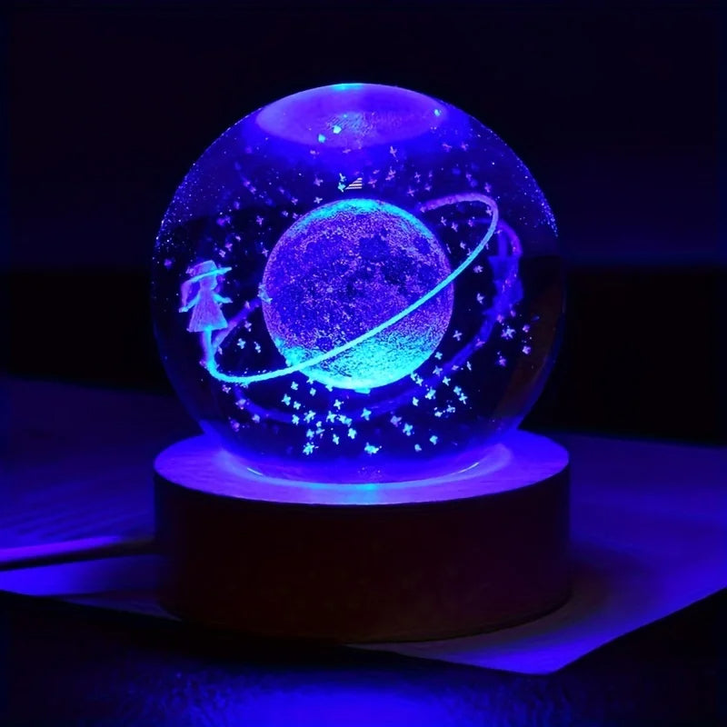 Dreamy Galaxy 3D Planets Lighted Glass Sphere · Mavigadget