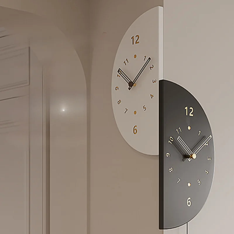 Geometric Half-Moon Dual Wall Clock · Mavigadget