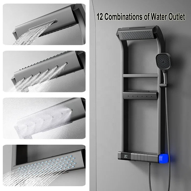 Modern LED Digital Display Thermostatic Piano Keys Shower Set · Mavigadget