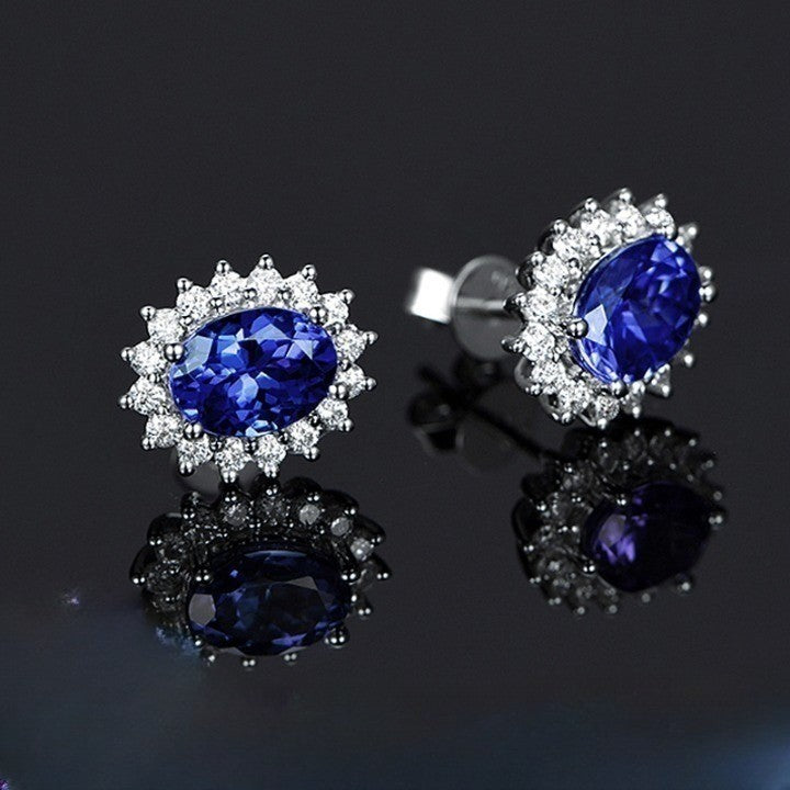 Eastern Aura Oval Blue Gem Earring · Mavigadget