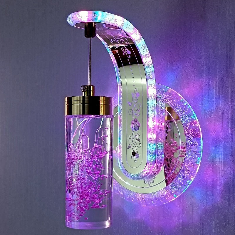 Elegant Crystal Flower Dimming Wall Lamp · Mavigadget