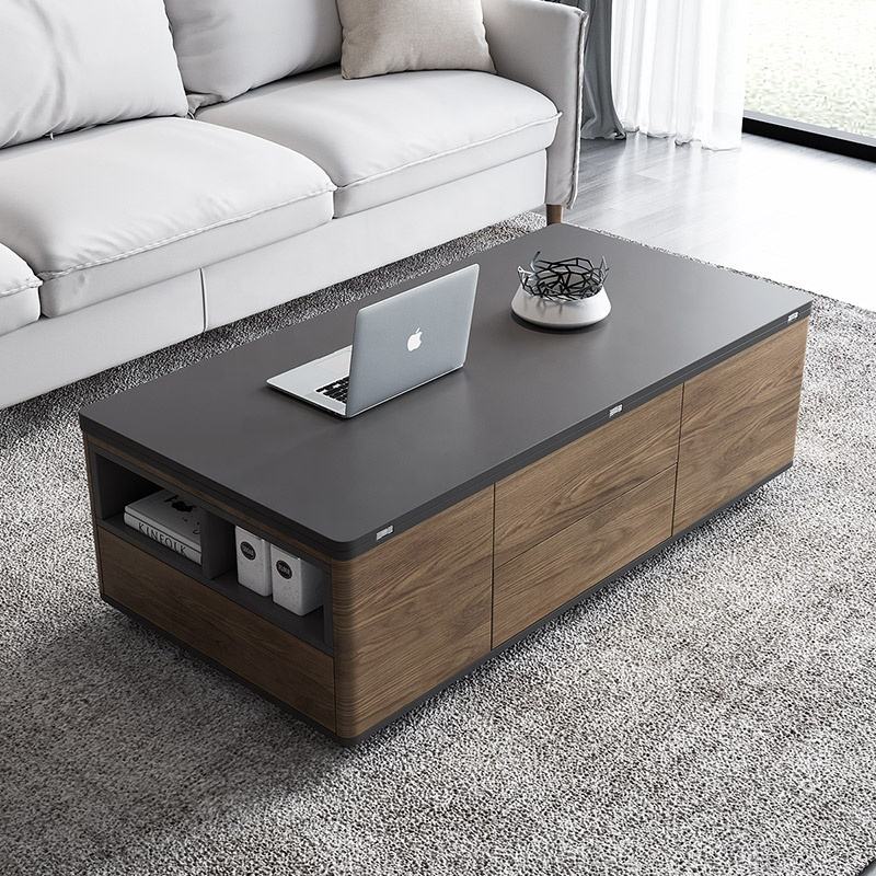 Hidden Seats Retractable Wooden Elegant Coffee Table · Mavigadget
