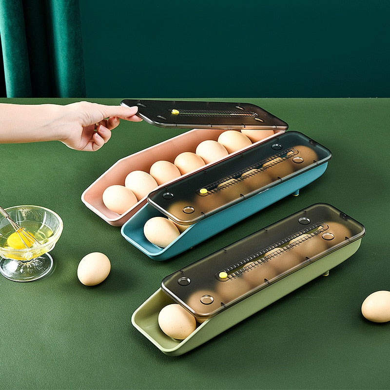Automatic Stackable Refrigerator Egg Storage Box · Mavigadget