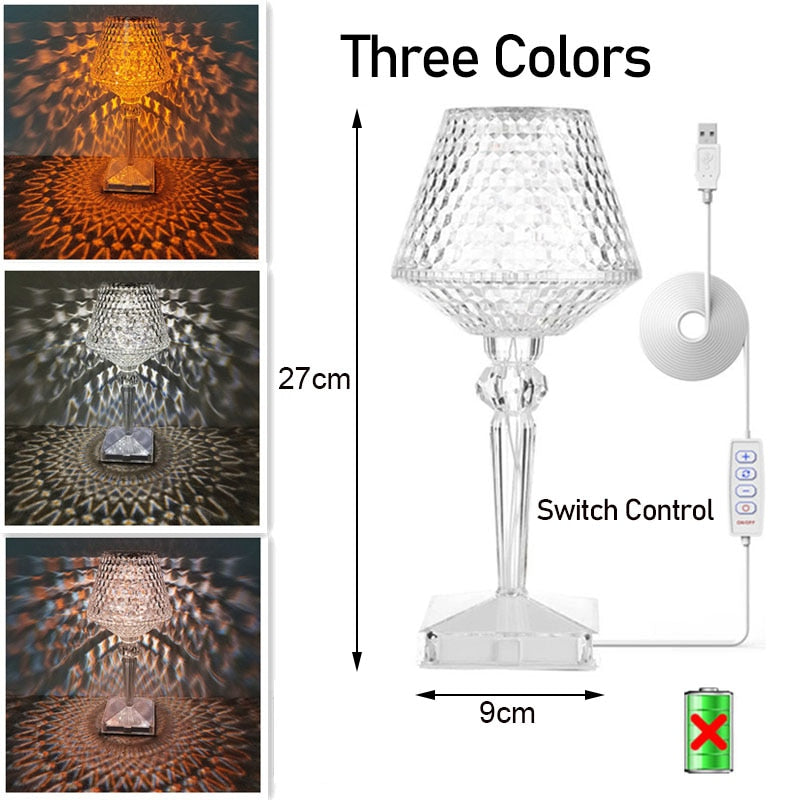 Diamond Glow Rechargeable Crystal Table Lamp · Mavigadget