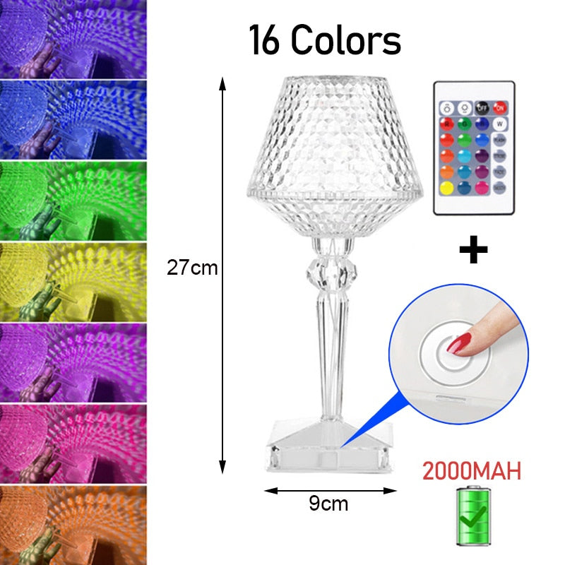 Diamond Glow Rechargeable Crystal Table Lamp · Mavigadget
