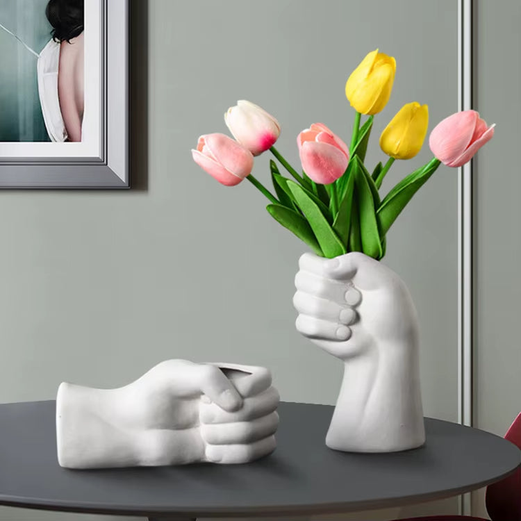 Artistic Hand Gesture Ceramic Tabletop Flower Vase · Mavigadget