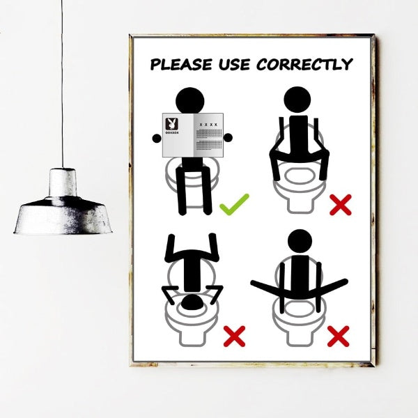 Funny Canvas Bathroom Warning Sign Poster · Mavigadget