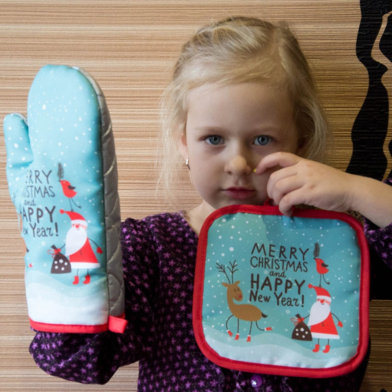 Heat Resistant Christmas Oven Mitts · Mavigadget