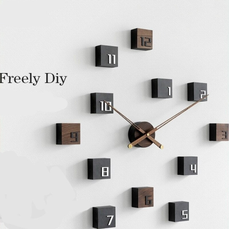 Nordic Creative Self Adhesive Wooden Wall Clock · Mavigadget
