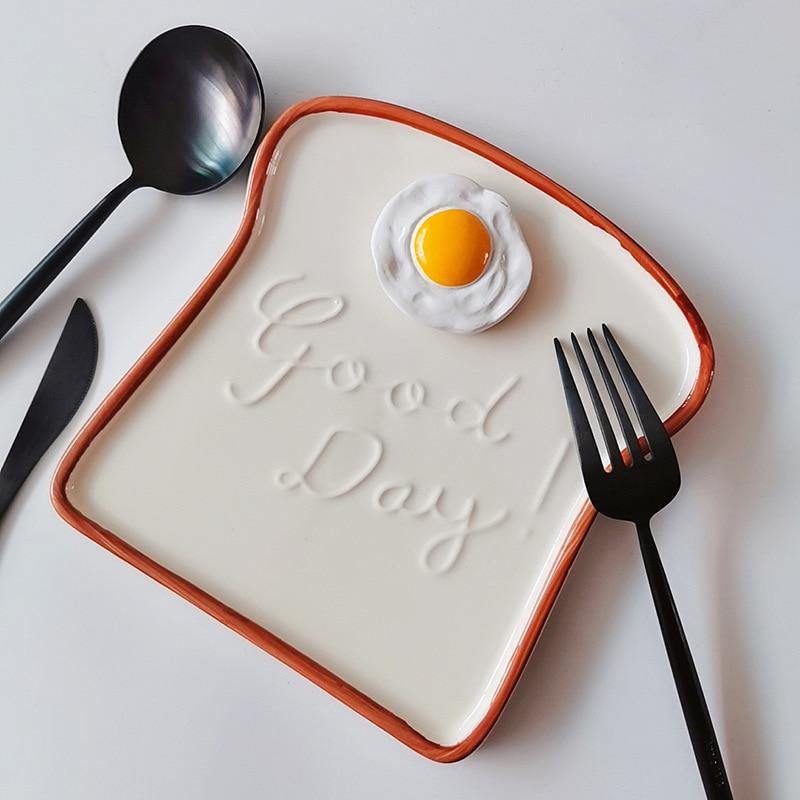 Ceramic Toast Breakfast Plate · Mavigadget