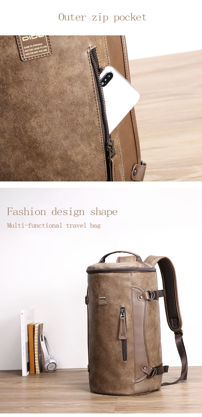 Leather Simple Style Vintage Men's Backpack · Mavigadget