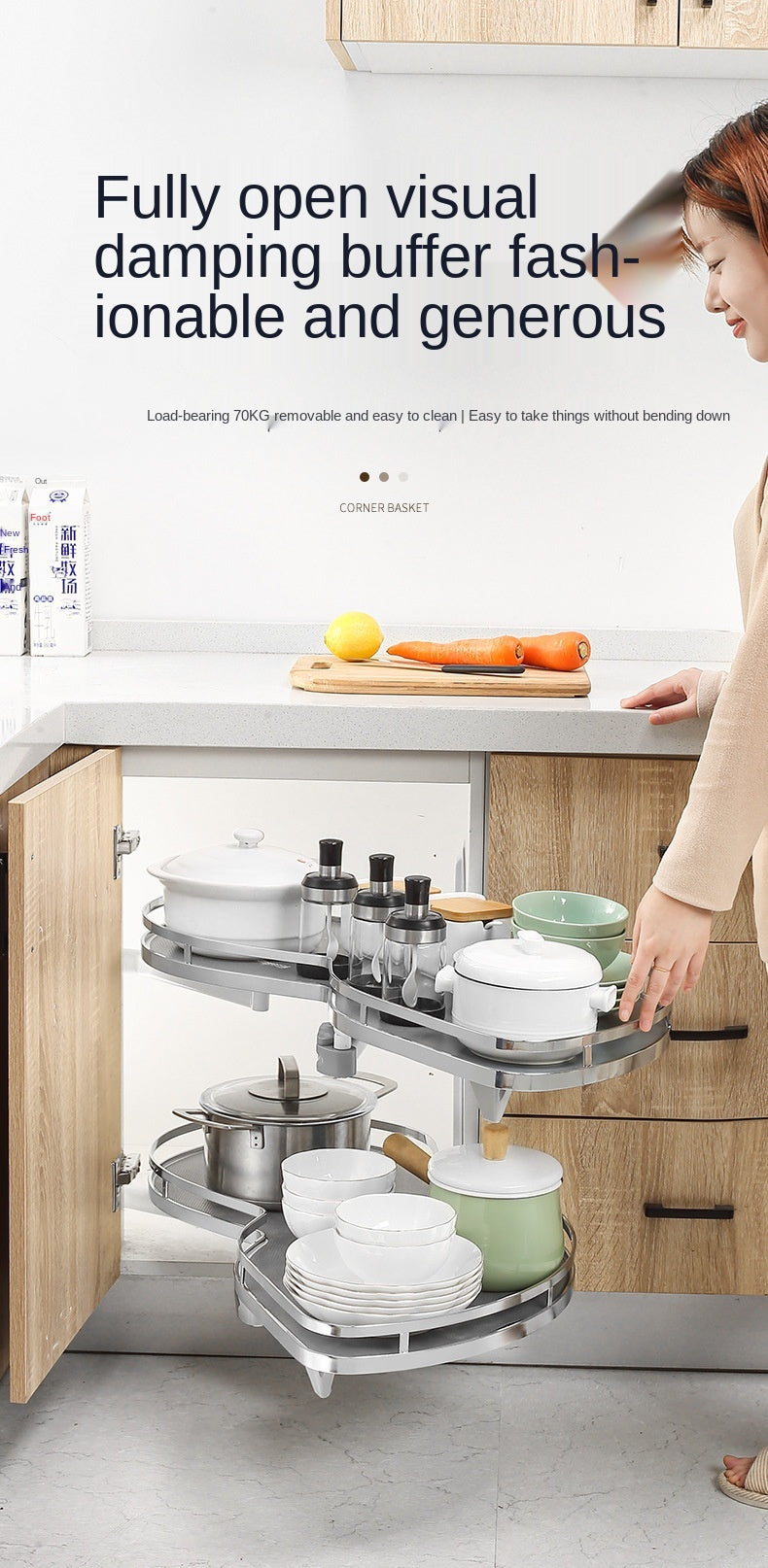 Stainless Steel Flying Corner Kitchen Cabinet · Mavigadget