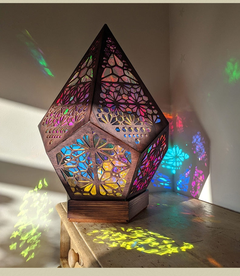 Wooden Hollow LED Atmosphere Night Lamp Projector · Mavigadget