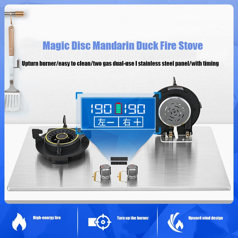 Magic Stainless Steel Liftable Double Gas Stove · Mavigadget