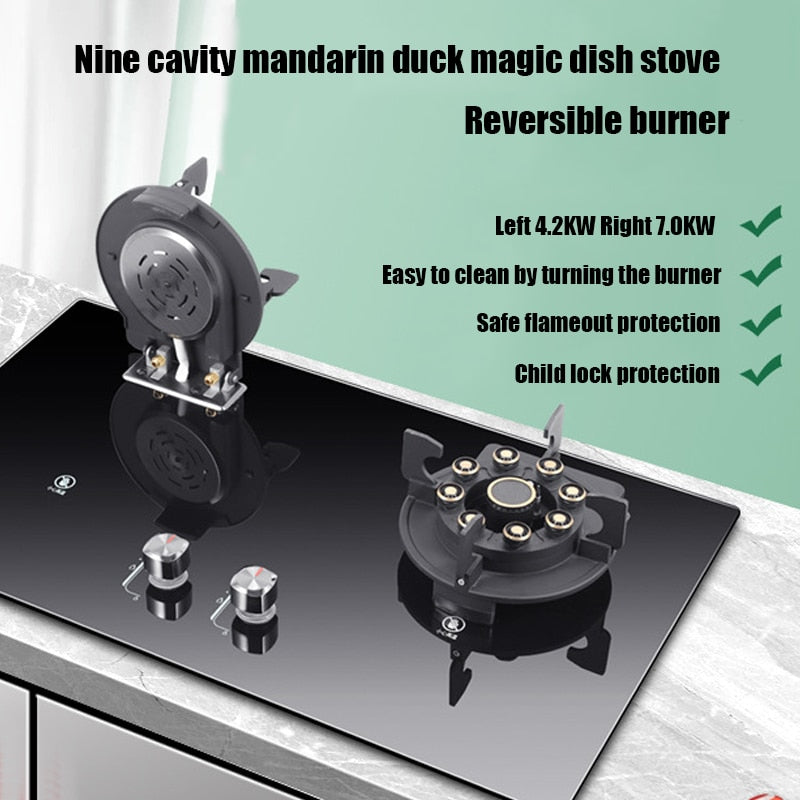 Magic Stainless Steel Liftable Double Gas Stove · Mavigadget
