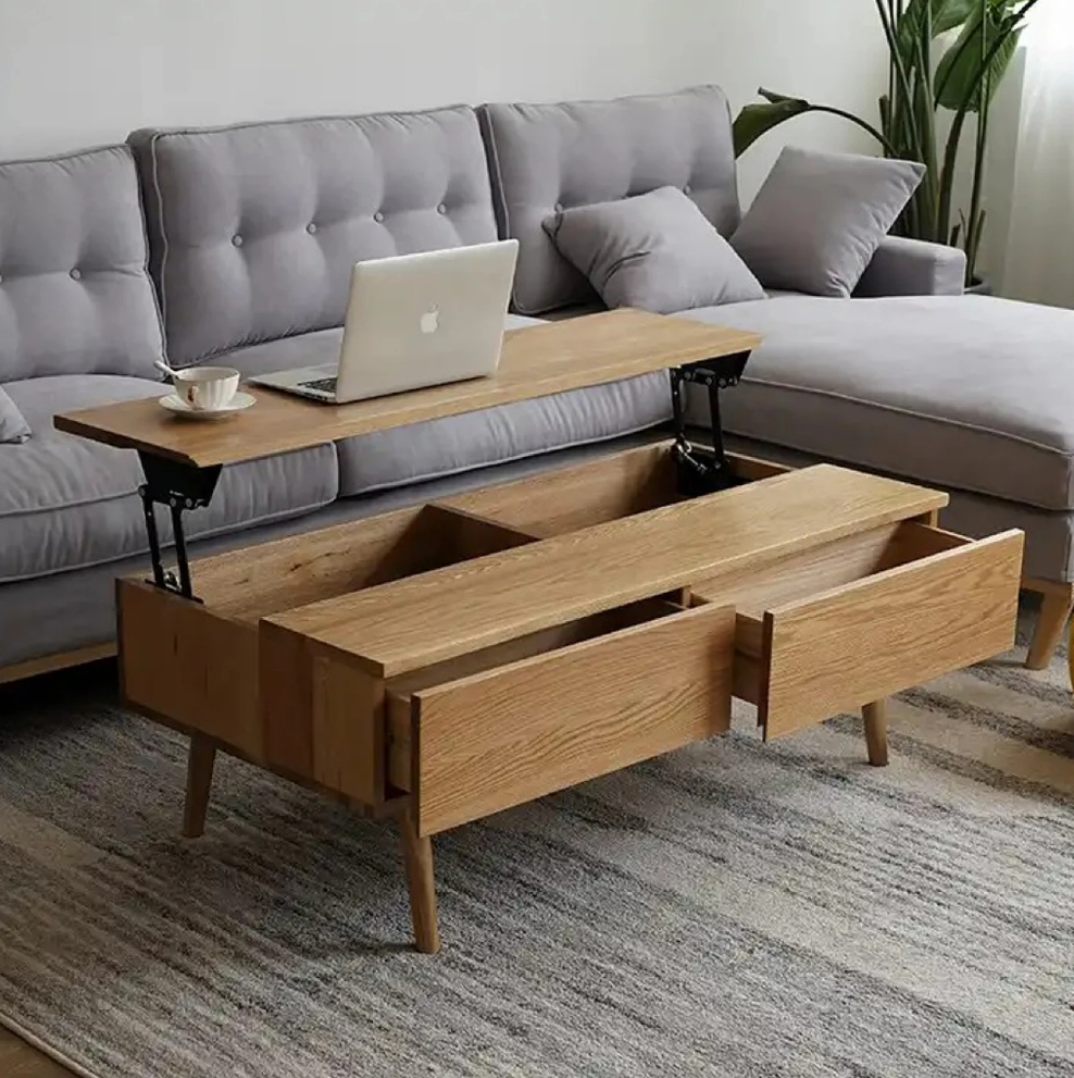 Wooden Nordic Liftable Space Saving Coffee Table · Mavigadget